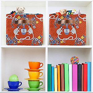 Storage Basket Cube Art Chinoiserie Animal Monkey Large Collapsible Toys Storage Box Bin Laundry Organizer for Closet Shelf Nursery Kids Bedroom,15x11x9.5 in,2 Pack