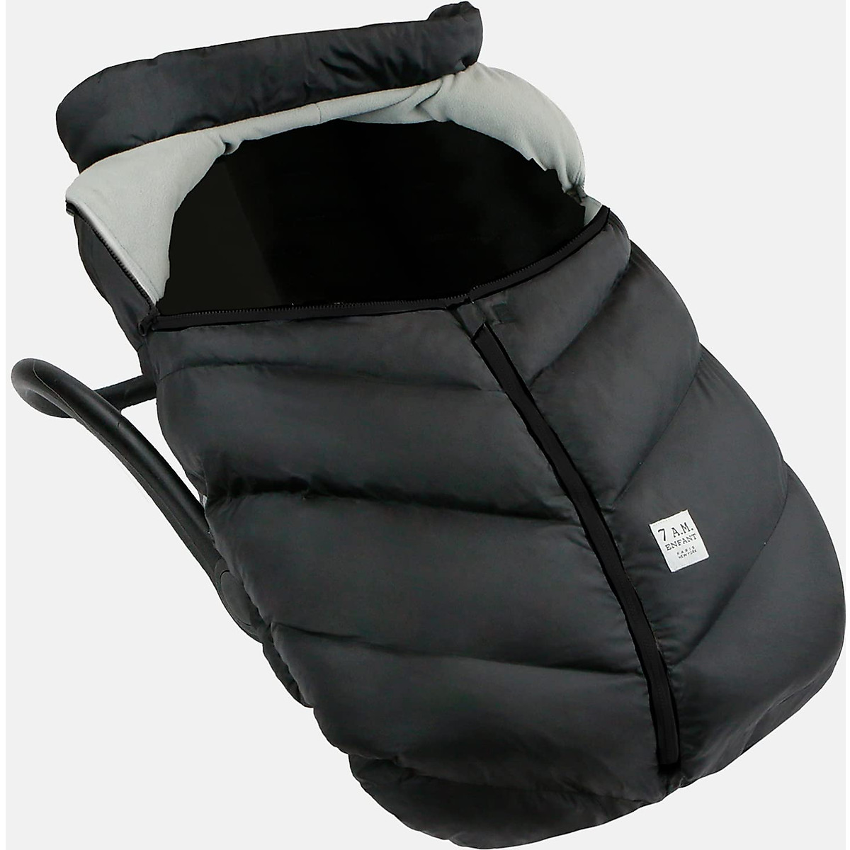 7AM Infant Car Seat Cover - Winter Puffy Cover with Center Zipper for Baby Boys & Girls, Lightweight, Windproof & Water-Repllent Outer Shell, Universal Fit for Infant Car Seat | (0-12M)