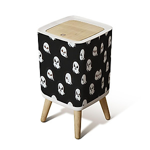 LGCZNWDFHTZ Small Trash Can with Lid Ghost Icons Halloween Seamless Pattern Wastebasket with Press Cover Dog Proof Garbage Can Waste Bin for Kitchen Bathroom Nursery 2.6 Gallon