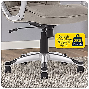 Serta Executive Office Chair Ergonomic Computer Upholstered Layered Body Pillows, Contoured Lumbar Zone, Microfiber, Black Base, Fabric, Grey/Silver