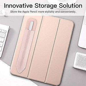 MoKo Pencil Holder Sticker Fit Apple Pencil Pro, Apple Pencil (USB-C), Apple Pencil 1st/2nd Generation, Elastic Pencil Pocket Pouch Adhesive Sleeve Attached to iPad Case for Stylus Pens,Rose Gold