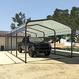 VEIKOU 12' x 20' Carport, Upgraded Steel Carport Garage, Outdoor Car Port Car Shelter Carport Canopy for SUV, Truck, Boat, Grey