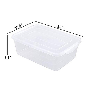 Sandmovie 14 QT Plastic Storage Box with Lid, Transparent, 4 Packs