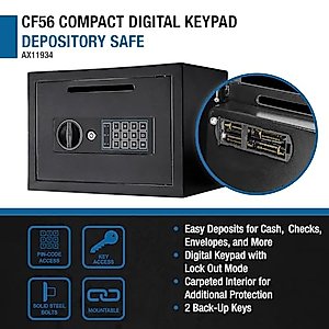 Barska AX11934 Compact 0.57 Cubic Ft Digital Multi-User Keypad Security Business Depository Drop Safe with Front Load Drop Box for Money, Cash & Mail Lock Box