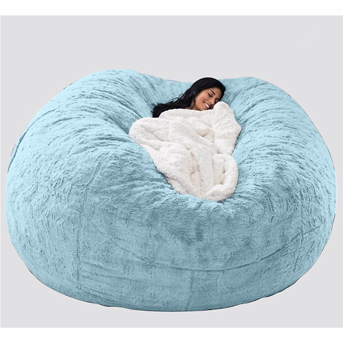 HUAOSCN Oversized Bag Chair Cover, Living Room Furniture Soft Washable Micro-Fiber Adult Sofa Bed Cover PV Velvet 132x76cm (Cover only) (Sky Blue)