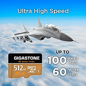 [5-Yrs Free Data Recovery] Gigastone 512GB Micro SD Card, 4K Game Turbo, MicroSDXC Memory Card for Nintendo-Switch, GoPro, Action Camera, DJI, UHD Video, R/W up to 100/60 MB/s, UHS-I U3 A2 V30 C10
