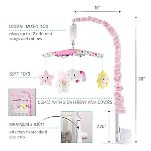 The Peanutshell Crib Mobile for Girls, Unicorn, Stars, Rainbow, Montessori Inspired