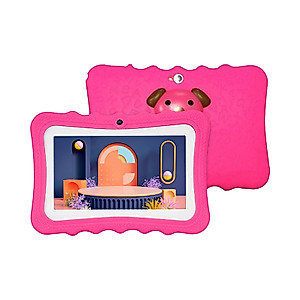 7-inch Children's Tablet Computer 1+8G Android Tablet Cartoon Front And Rear Dual Camera Tablet Children's Early Education Learning Machine Parent-child Gift, Shockproof Case, Educational, Games (Red)