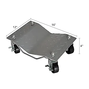 TROPOW Tire Wheel Dolly Car Set of 2-3000 lbs Capacity, Heavy Duty Carbon Steel, Antiskid Plate, 360 Degree Rotatable Wheels, 16"*12", Silver