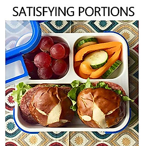 kinsho Bento Boxes for Kids, Lunch Box Set for Boys Girls Toddlers, Leakproof 3 Compartment Containers for Meal or Snack, For Pre-School Travel Work, BPA Free. Blue Orange 2 Pack Medium - Small