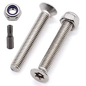 Glvaner (30 Sets) M5 x 16mm Countersunk Torx Head Machine Screws with M5 Locknuts and a Torx Drive Bit, Stainless Steel 304 (18-8), Tamper Resistant Screws, Full Thread, Security Machine Screws