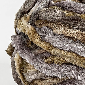 Crafted By Catherine Luxe Velvet Multi Yarn - 2 Pack (300 g / 10.5 oz, 98 Yards Each Skein), Khaki Multi, Gauge 6 Super Bulky