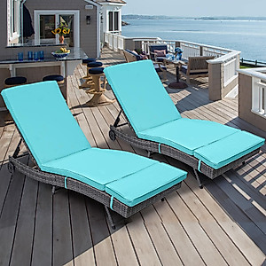 YITAHOME Wicker Chaise Lounge Outdoor PE Rattan Pool Lounge Chair with Adjustable Backrest and Removable Cushion & Wheels for Poolside Deck Balcony Lawn