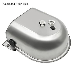 ZHEQOGZH Stainless Steel Automatic Waterer Bowl with Float Valve Upgraded Drain Plug and Braided Hose, Auto Float Water Bowl Dog Water Trough for Livestock Goat Pig Waterer