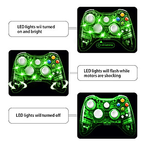 Wireless Game Controller Compatible with Xbox 360 Console Slim and PC Windows 7/8/10 blue (Green)