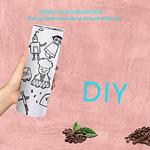 YOUKE OLA 48 Pack Sublimation Tumblers Straight Skinny Blanks 20oz for Heat Transfer, Individual Gift Boxed, Bulk Pack Stainless Steel Double Wall Insulated Tumbler, White