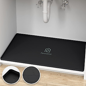 Under Sink Mat, 28" x 22" Silicone Kitchen Cabinet Tray, Waterproof & Flexible Under Sink Liner for Kitchen Bathroom and Laundry Room(Beige)