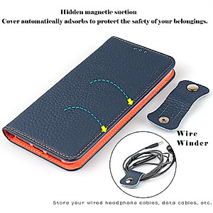 Ｈａｖａｙａ for iPhone 15 Pro Max leather case iPhone 15 Pro Max wallet case with Card Holder Flip Folio Genuine Leather cover with credit card slots for men and women-Deep blue Phone Case