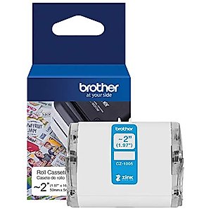 Brother Genuine CZ-1005 continuous length ~ 2 (1.97”) 50 mm wide x 16.4 ft. (5 m) long label roll featuring ZINK Zero Ink technology