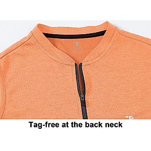 BGOWATU Women's Golf Polo Shirts Sleeveless Zip Up Collarless UPF 50+ Tennis T-Shirt Lightweight Quick Dry Light Orange M