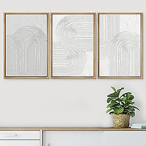 SIGNWIN Framed Canvas Print Wall Art Set Geometric Duotone Futuristic Arches Shapes Abstract Illustrations Modern Art Decorative Nordic Calm/Zen for Living Room, Bedroom, Office - 24"x36"x3 Natural