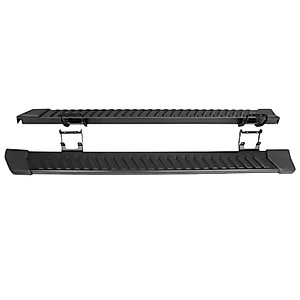 IKON MOTORSPORTS, Running Boards Compatible with 2015-2022 Ford F150 Super Cab, V Style Black Steel Side Step Bar Nerf Bar