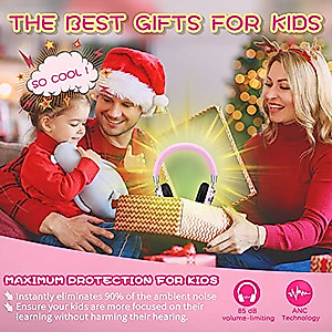 PROHEAR 010 Kids Bluetooth Active Noise Cancelling Headphones with Safe 85dB Volume Limit for Autism, School, Distance Learning, Car and Airplane Trips - Pink