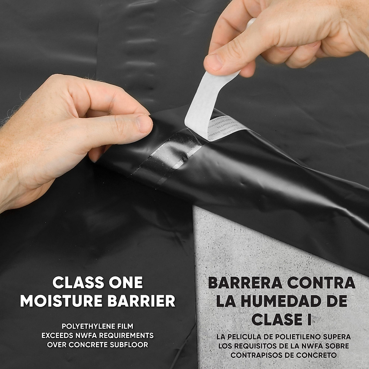 ROBERTS 70-115 Moisture Barricade Underlayment Film, for Vinyl, Laminate SPC, Engineered Wood Floors, 6 mil. Thick, Polyethylene, 120 Sq. Foot Roll, Black