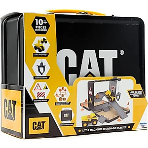 CAT Construction Toys, Store N Go Construction Playset with Travel Case, Ages 3+, 2 Little Machines Vehicles & Assortment of Construction Site Accessories, Quality, Durable & Realistic