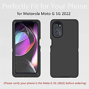 for Motorola Moto G 5G 2022 Case (Not Fit Stylus Version), Heavy Duty Protective Case Dustproof Shockproof Protection 3 in 1 Rugged Phone Cover for Moto G 5G 2022 (Black)