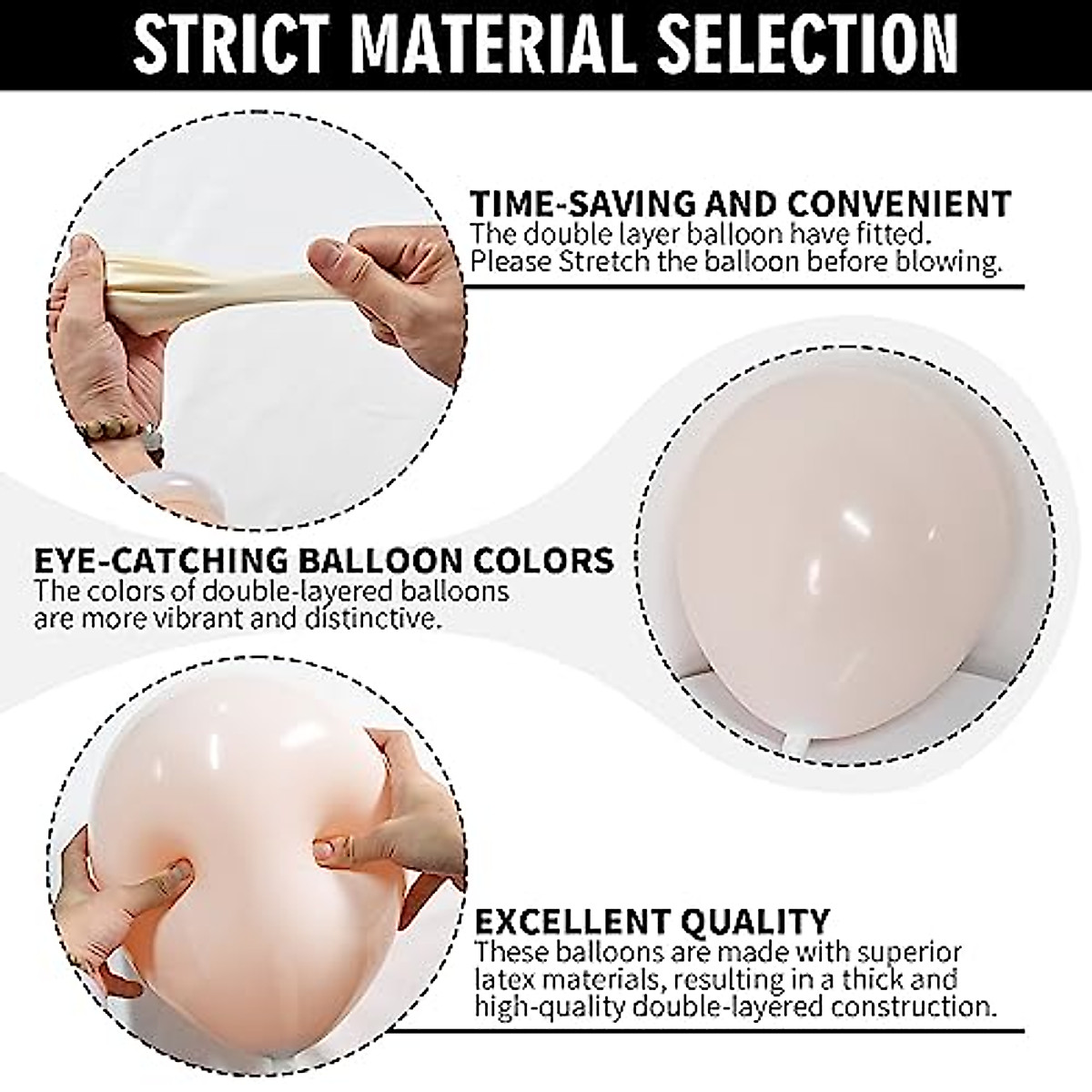 Double Stuffed Blush Balloons 50 Pack Cream Beige Party Balloons, Blush Pink Nude Latex Helium Balloons Set Pastel Peach Balloon for Birthday Boho Wedding Bridal Shower Engagement Party Decorations