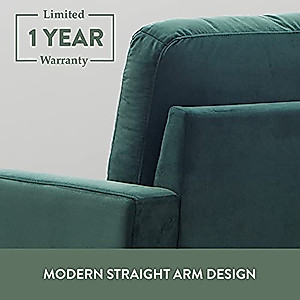 Edenbrook Archer Upholstered Loveseat - Green Velvet Loveseat - Living Room Furniture - Small Loveseat - Mid Century Modern Loveseat - Seats Two