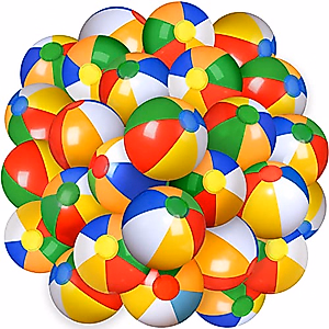 24 Pcs Inflatable Beach Balls 20" 16'' Rainbow Beach Ball Pool Party Toys Summer Outdoor Games Activities for Adults Swimming Pool Hawaiian Water Toys