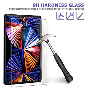Ferilinso Designed for iPad Pro 12.9 Inch Screen Protector Accessories 2022 2021 2020 4th 5th 6th Generation 2 Pack Tempered Glass with 2 Pack Camera Lens Protector 9H Hardness Face ID Suitable