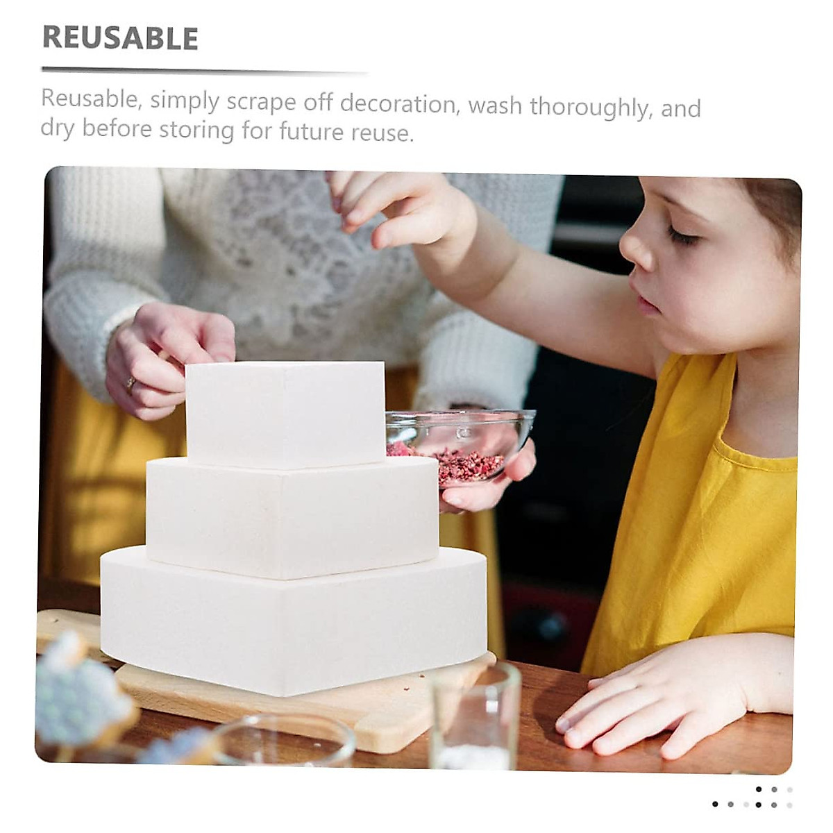 Abaodam 3pcs Bubble Cake Cupcakes Rotating Cake Stand Cake Decorating Cilindros para Fiestas Redondos Blancos Cake Shape Molds Gummy Molds Dummy Accessories to Rotate Wedding White Foam