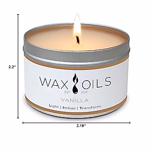 Wax and Oils Soy Wax Aromatherapy Scented Candles (Vanilla) 8 Ounces. Single