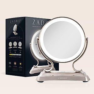 Zadro 12" Glamour LED Makeup Mirror with Lights and Magnification 5X/1X Touch Control Mirror with Lights for Makeup Desk (Satin Nickel)