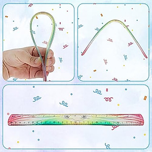 Grevosea 2 Pieces Rulers for Kids, Flexible Ruler Plastic Ruler 12 Inch Ruler with Centimeters and Inches Soft Bendable Ruler Shatterproof Straight Edge Ruler for School Classroom Office (Yellow)