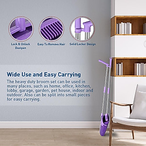 FGY Broom and Dustpan Set for Home, 36" Broom Dust Pan Set for Teen, Broom with Dustpan Combo Set for Home Kitchen Room Office Outdoor Indoor - 3L Capacity, 10" Great Edge