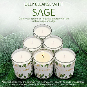 Candles, 6 Pack Sage Candles for Cleansing House Negative Energy, Scented Candles Gifts Set for Women, Soy Scented Candles for Home Scented, Alternative to Smudge Sticks, Relax & Restore Body & Mind