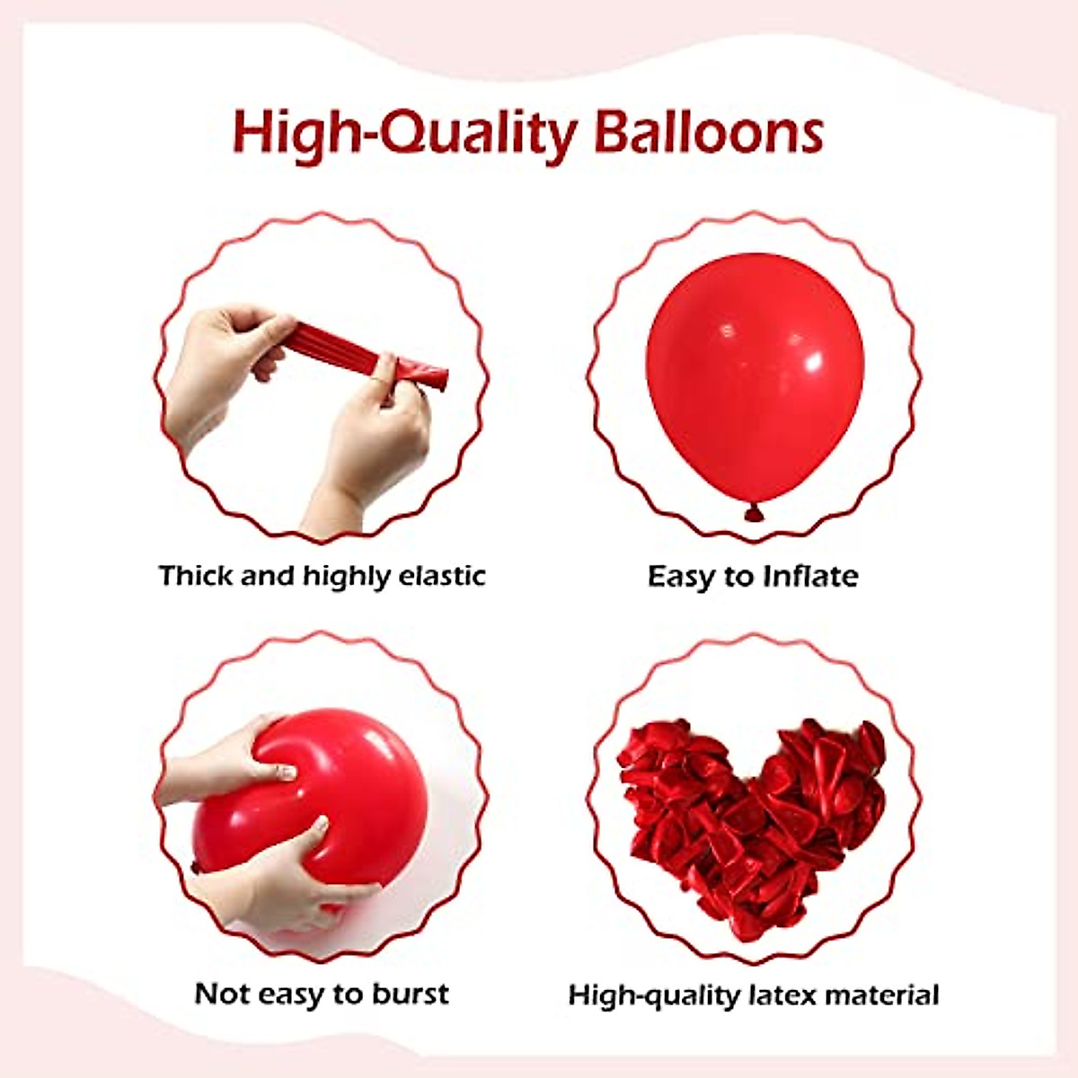 FOTIOMRG 110pcs Red Balloon Garland Arch Kit, 18 12 10 5 inch Red Latex Balloons Different Sizes Pack for Birthday Graduation Baby Shower Valentines Christmas Wedding Party Decorations