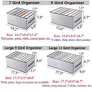 ORWCEZUE Upgraded 2 Pack Wardrobe Clothes Organizer Jeans Compartment Storage Box, Foldable Clothes Separator for Storage T-Shirt Leggings Pants