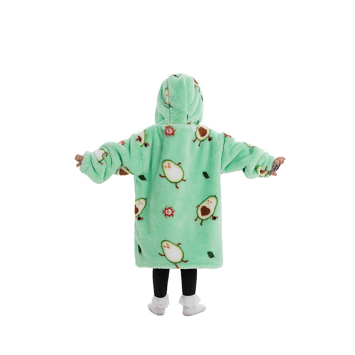 QFULFUN Wearable Blanket Hoodie for Kids Toddlers Cozy Oversized Hooded Blanket Sweatshirt with Pocket for Little Girl Boy