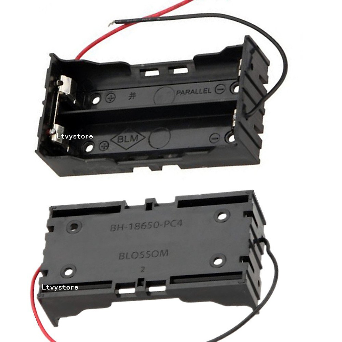 18650 Battery Case Holder, 4 Pcs 2 Slots x 3.7V DIY Battery Storage Box, in Parallel Black Plastic Batteries Case for 2 x 18650 Ltvystore