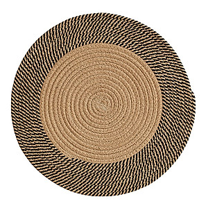 Poowe Hand Woven Round Area Rugs Living Room Bedroom Study Computer Chair Cushion Base Mat Round Carpet Lifts Basket Swivel Chair Pad Coffee Table Rug(2.6' Round)