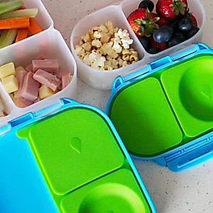 b.box Snackbox for Toddlers, Kids | Mini bento box, Lunch box | Leak Proof, 2 Compartments | BPA free, Dishwasher safe, Freezer safe (Blue Slate, 12 fl oz capacity)