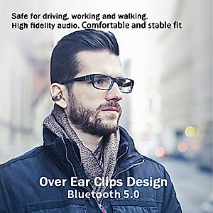 Wireless Earbuds with Earhooks Mini Bone Conduction Headphones Waterproof Bluetooth Open Ear Earbuds Cycling Earpiece Noise Canceling Headset Sports Bluetooth 5.0 Earphones Headset for Cycling Driving