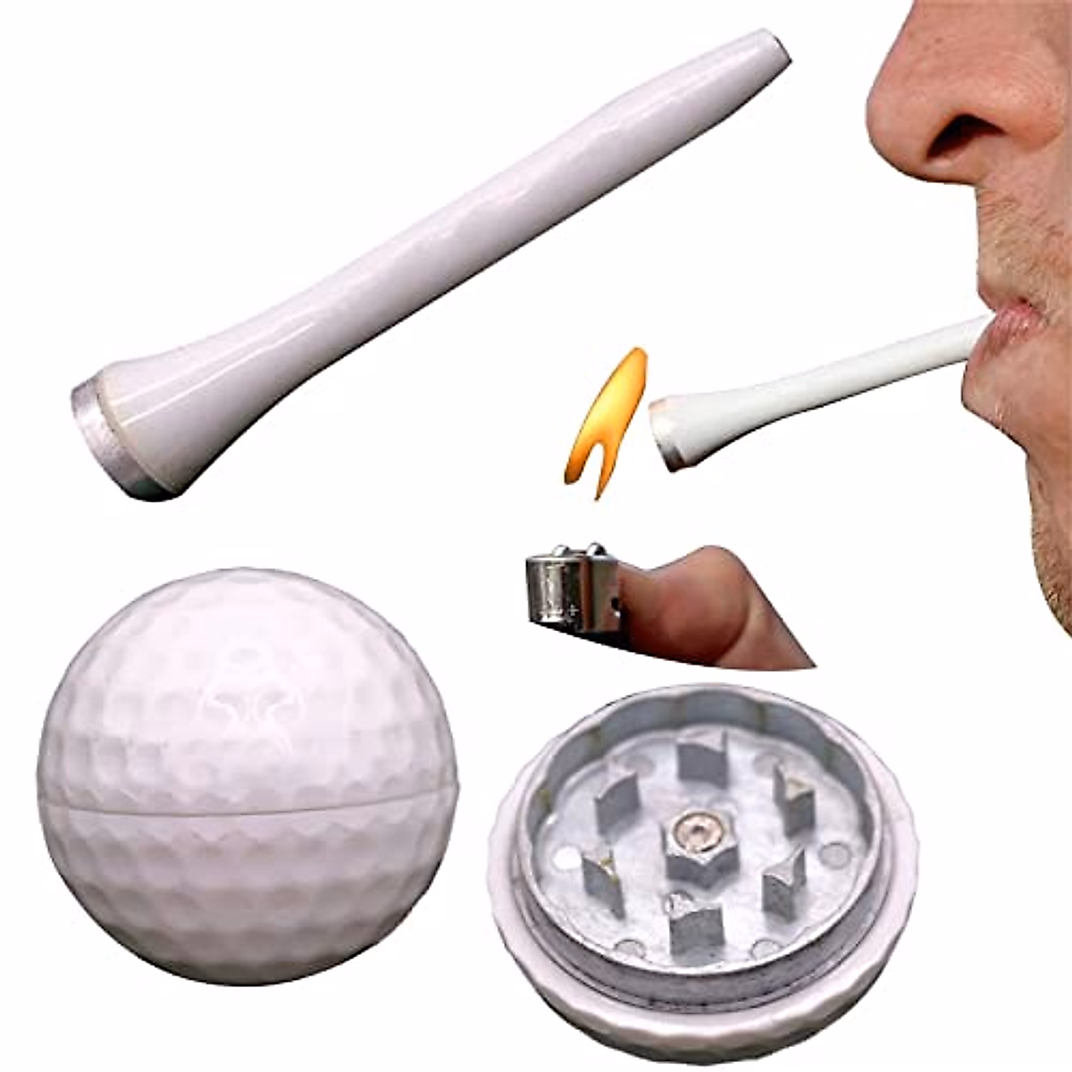 ERDONE Golf/Vanilla Set 3 Pack Multifunctional Golf Vanilla Grinder Manual Small Crushing Vanilla Grinder Creative Golf Vanilla Vanilla Spice Grinder Father's Day Gift for Dad & Grandpa, White