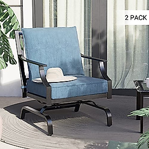 Grand patio Outdoor Patio Seating Chair, Motion Chair, Stationary Rocker, Metal Patio Chair Set of 2,Peacock Blue