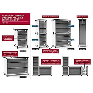 Offex Modular Classroom Storage Bookshelf/Teachers Cabinet - Wide Module with Casters and Tabletop